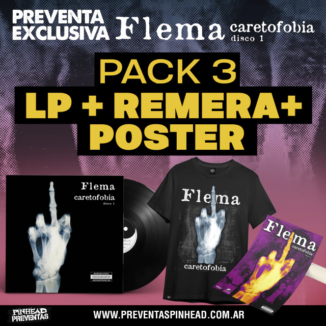 PACK nro.3 ( LP FLEMA Caretofobia 1 + REMERA + POSTER )