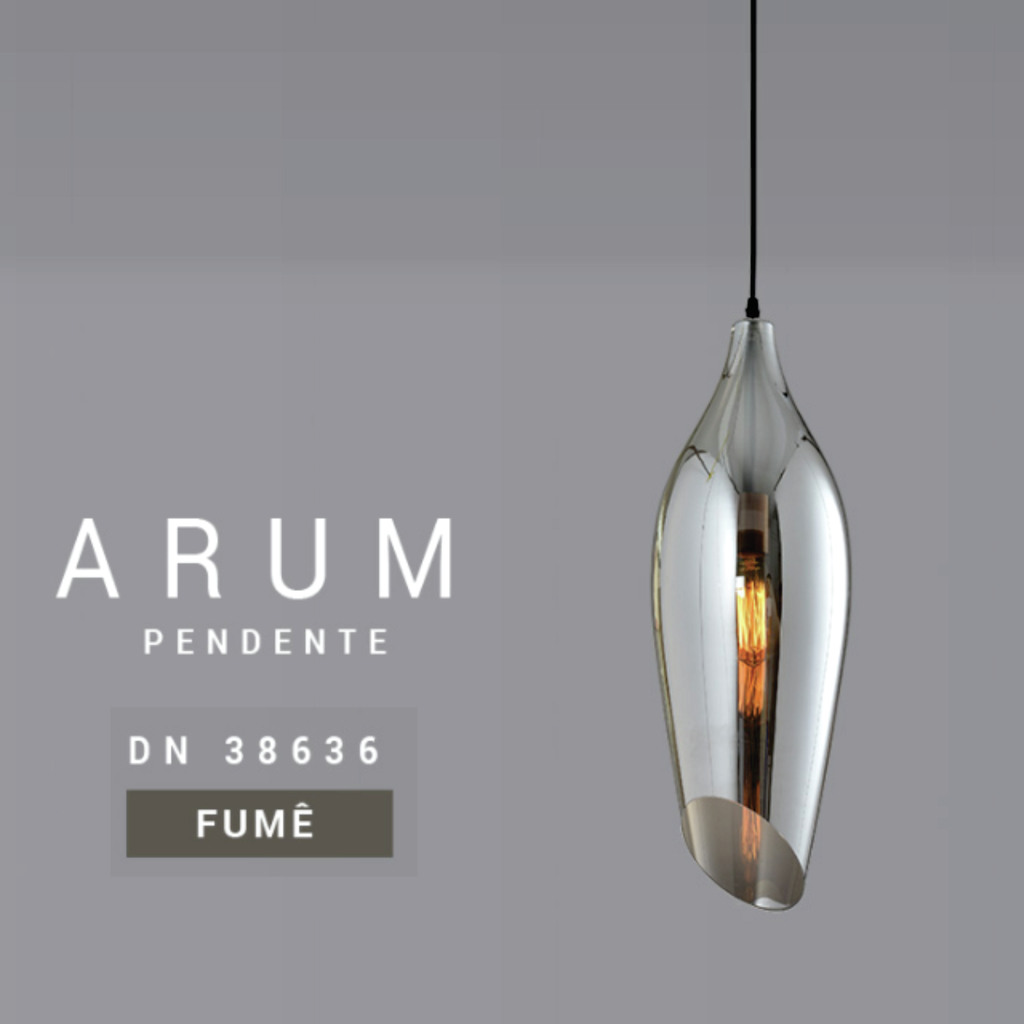 PENDENTE ARUM Ø14x40CM METAL PRETO / FUME 1 X E27 |OPUS DN 38636