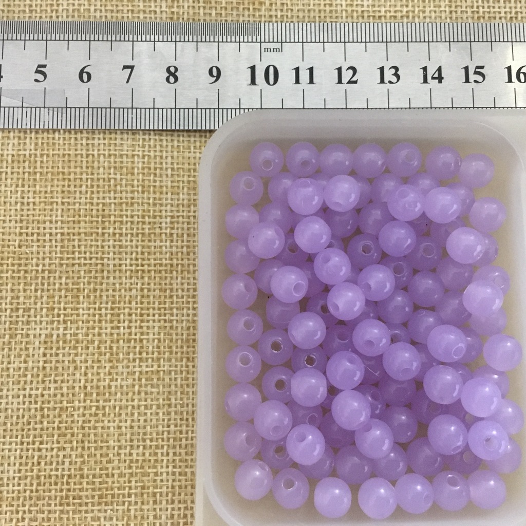 Cuentas Opalinas 8mm Color Lila (12 gramos)