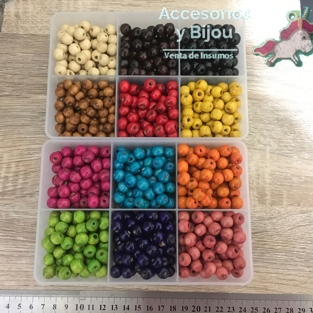 Cuenta de Madera 10mm (Elegir Color) 20 gramos