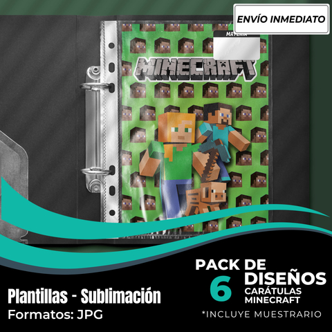 Diseños Escolares Carátulas Minecraft - Modelo 1