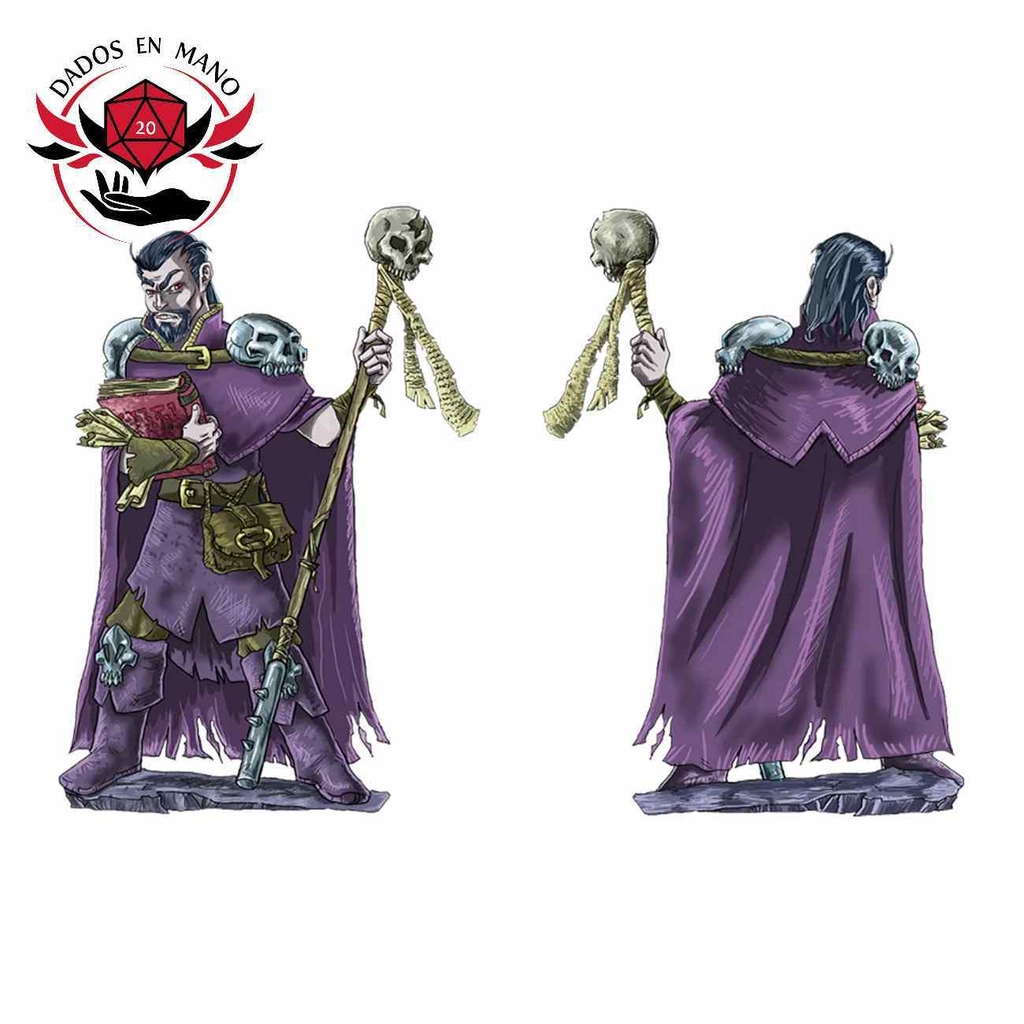 Miniatura de Cartulina Doble Faz - Héroe o Enemigo - Nigromante Humano