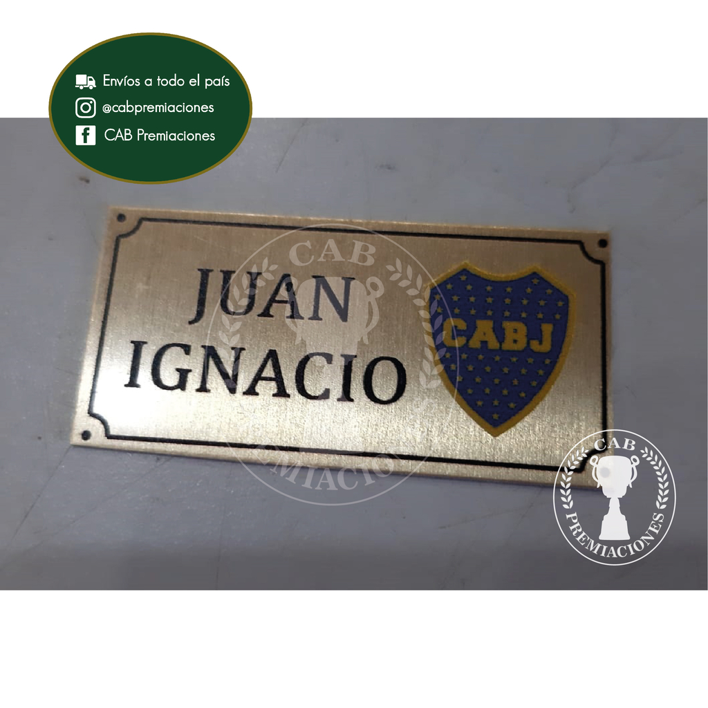 Chapa de bronce grabado color - personalizada