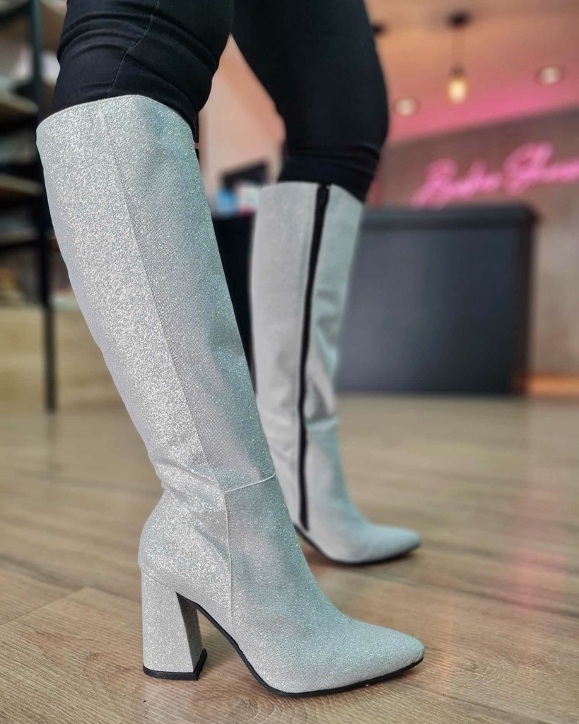 Bota Bucanera Tiffany Brillo Plata - Bunker Shoes