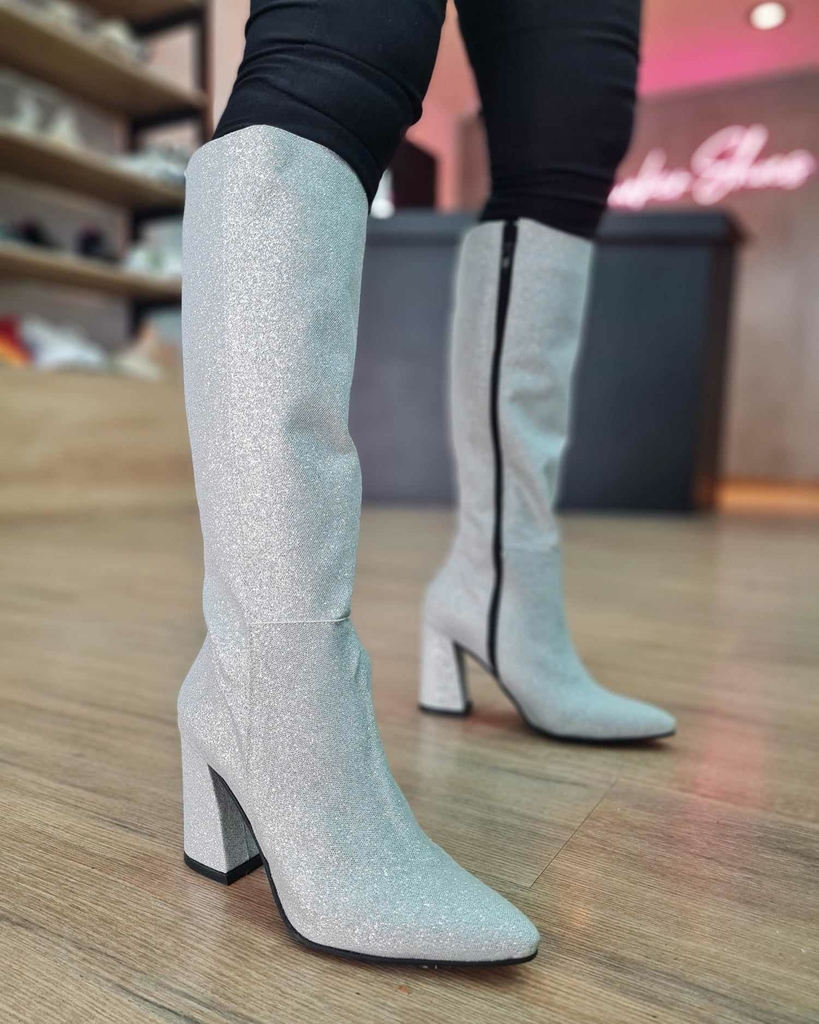 Bota Bucanera Tiffany Brillo Plata - Bunker Shoes