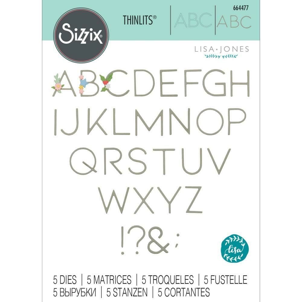 Troquel alfabeto más troqueles detalles decorativos, Sizzix Thinlits Dies By Lisa Jones 5/Pkg ...