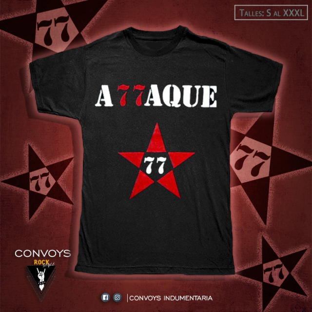 Remera Ataque 77 Estrella Logo - CONVOYS Rock Style