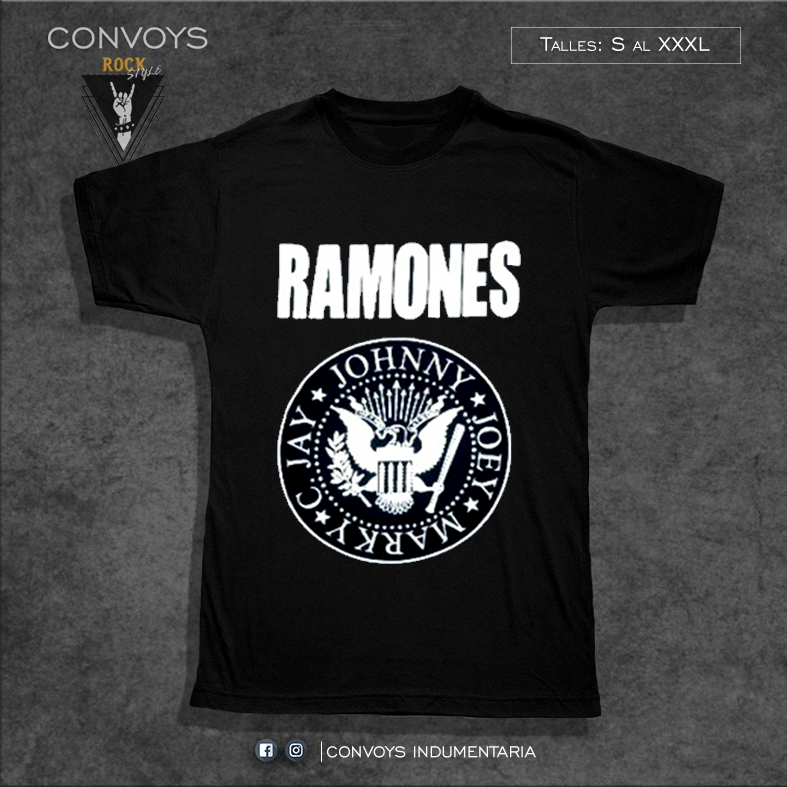 Remera RAMONES Blanco en Negro o Bordo
