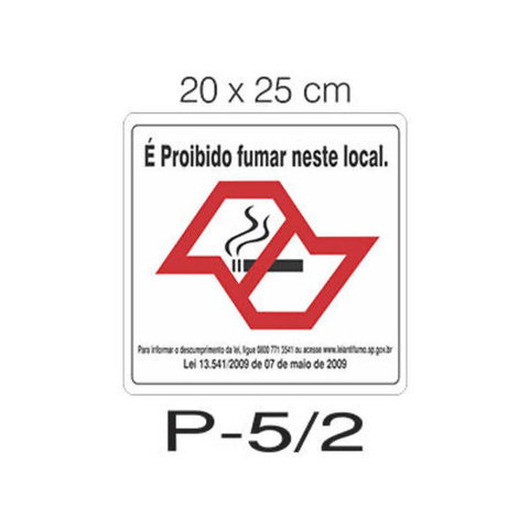 Placa de Sinalização - É Proibido Fumar neste Local - 20x25