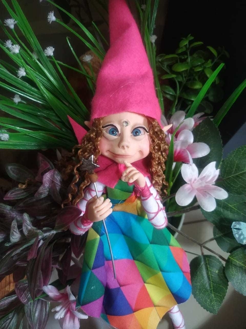 FADA ROSA DE BOLINHAS CABELO CACHEADO