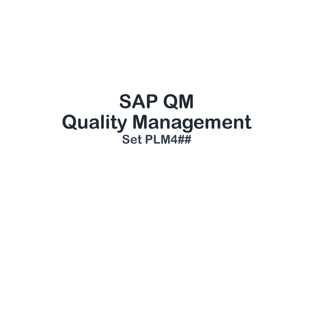 SAP QM / Quality Management / Gestión de la Calidad