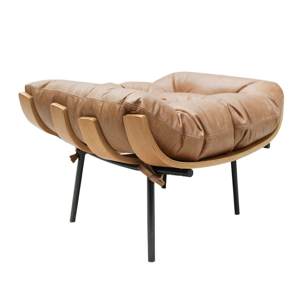 Puff Costela Couro Camel