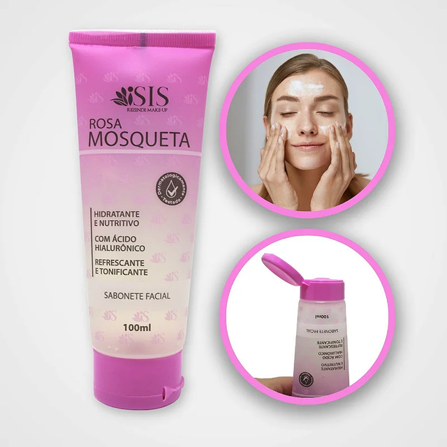 Sabonete Facial Liquido Rosa Mosqueta - SIS Makeup