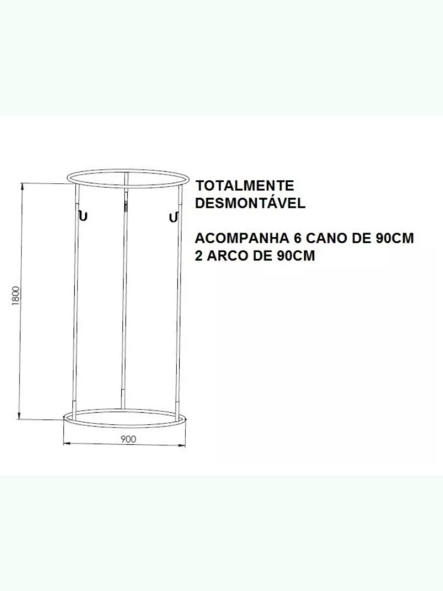 Ref.272-Provador Redondo Móvel-2,00x0,90m (Sem cortina)
