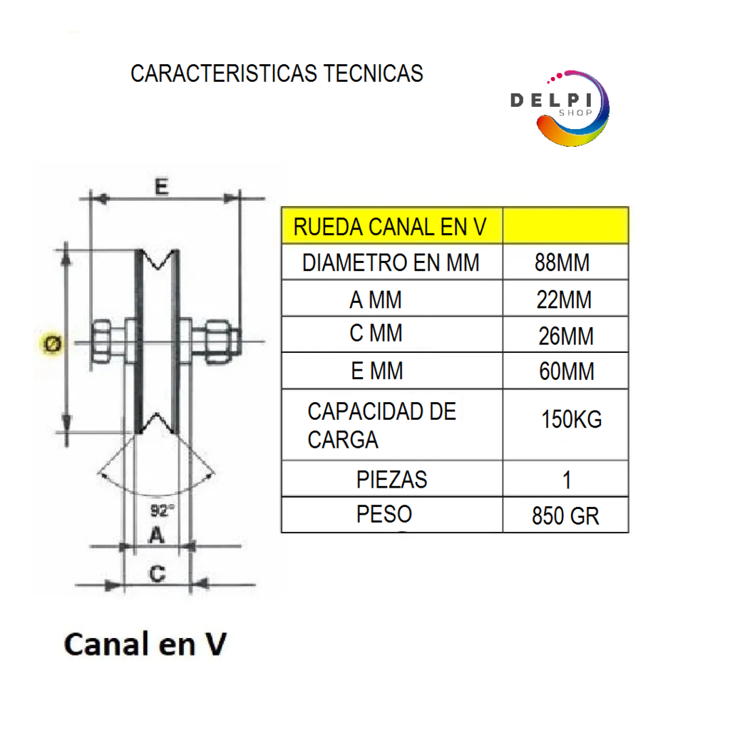 Ruedas Acero Portón Corredizo 90 Mm 2 Unidades Con Ruleman Canal V