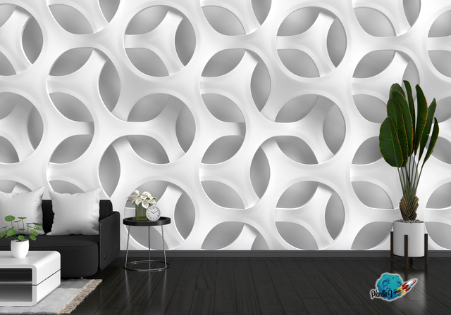 VINILO PARA PARED 3D ABSTRACTO BLANCO