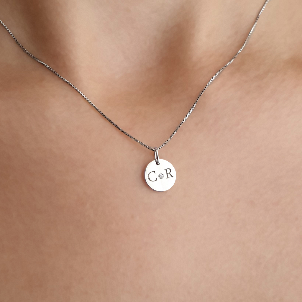 Colar Prata 925 Personalizado Inicial + Pedra