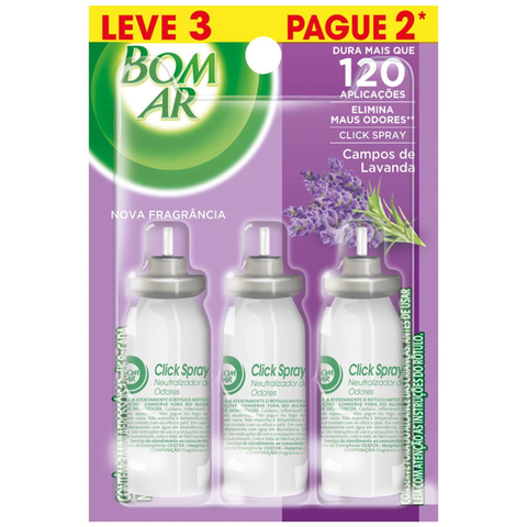 Bom Ar Click Spray Lavanda Refil com 03 unidades