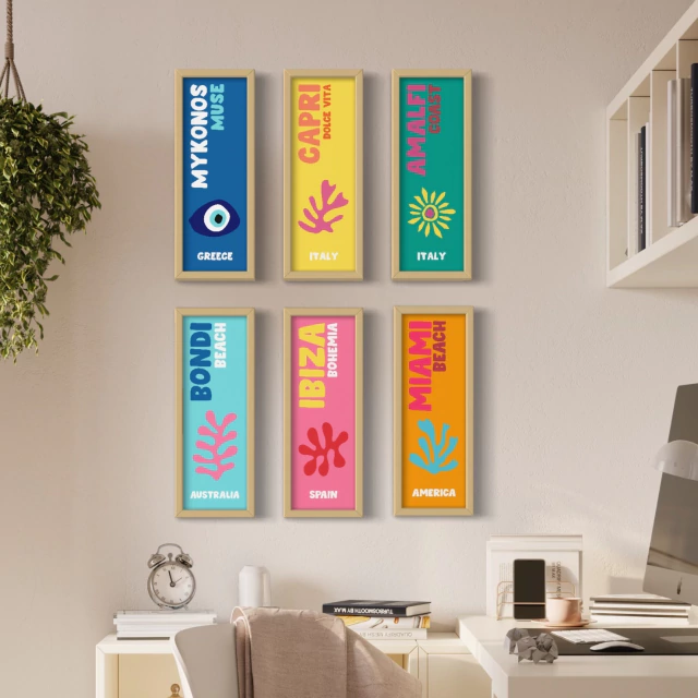 Set Wall 6 Cuadros - Ciudades Colores - FREE STYLE DECO