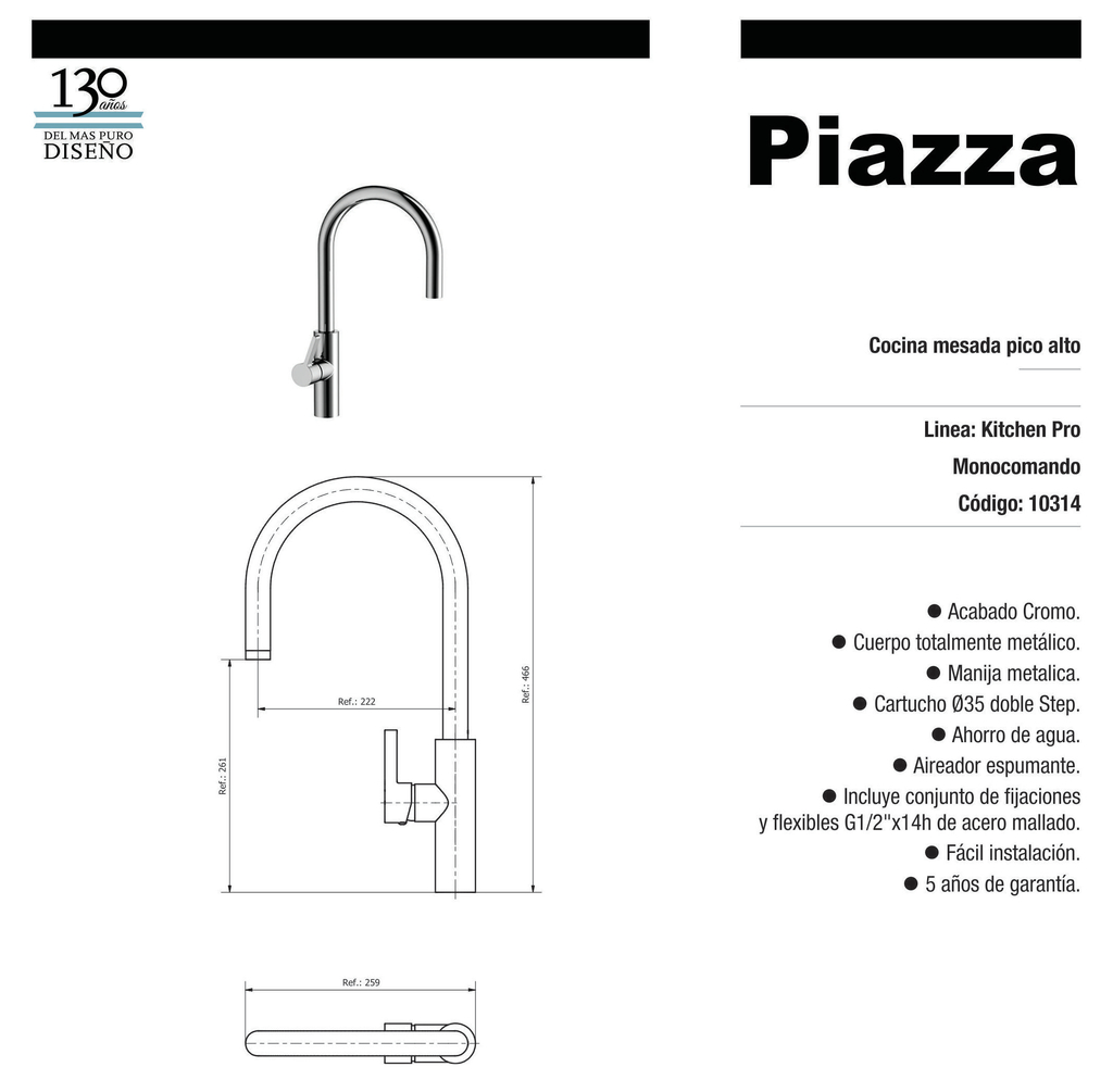 Grifería Piazza Kitchen Pro