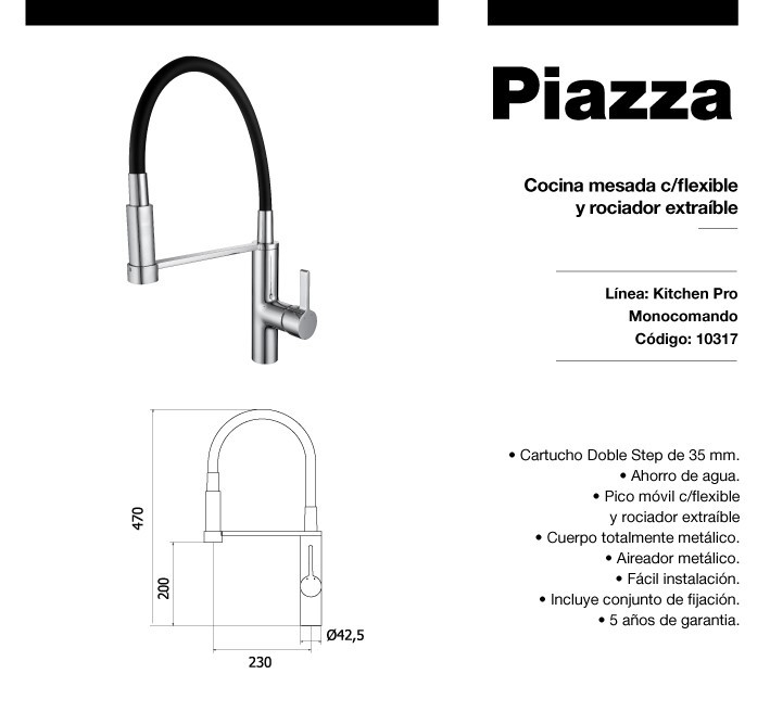 Grifería Piazza Kitchen Pro