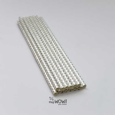 SORBETES DE POLIPAPEL PLATEADOS X 12 Unid - Muy WOW!