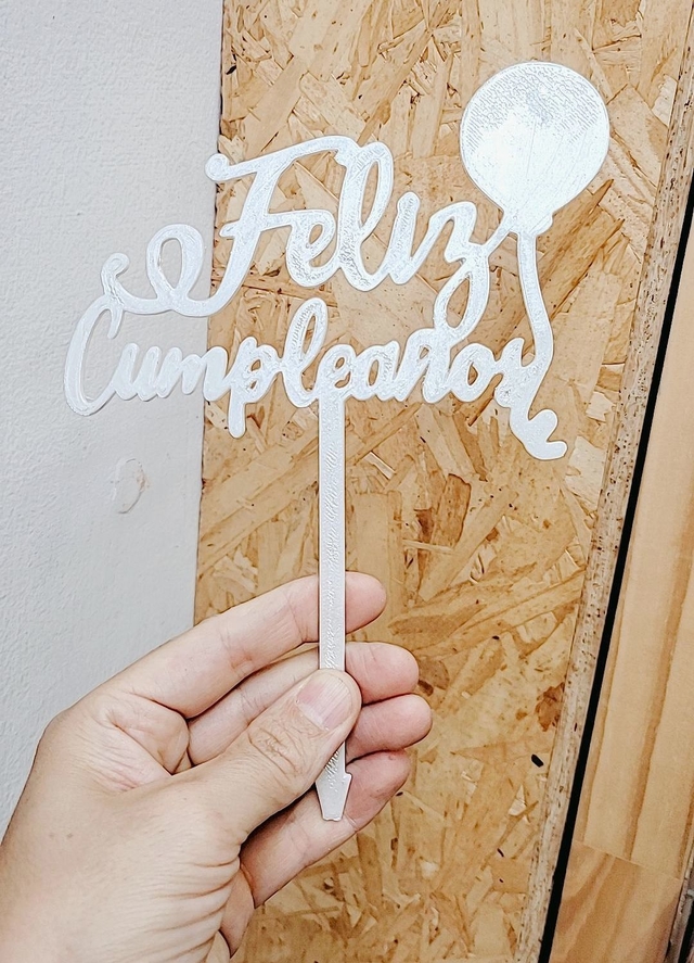 Cake Tooper Feliz Cumpleaños Plateado - Muy WOW!