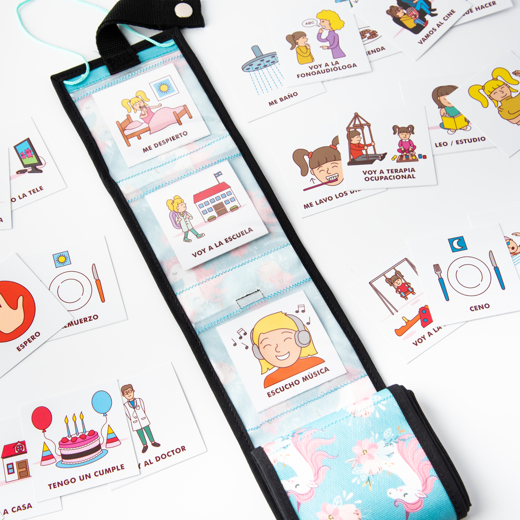 Agenda portátil plegable con 37 pictogramas de rutinas vida diaria