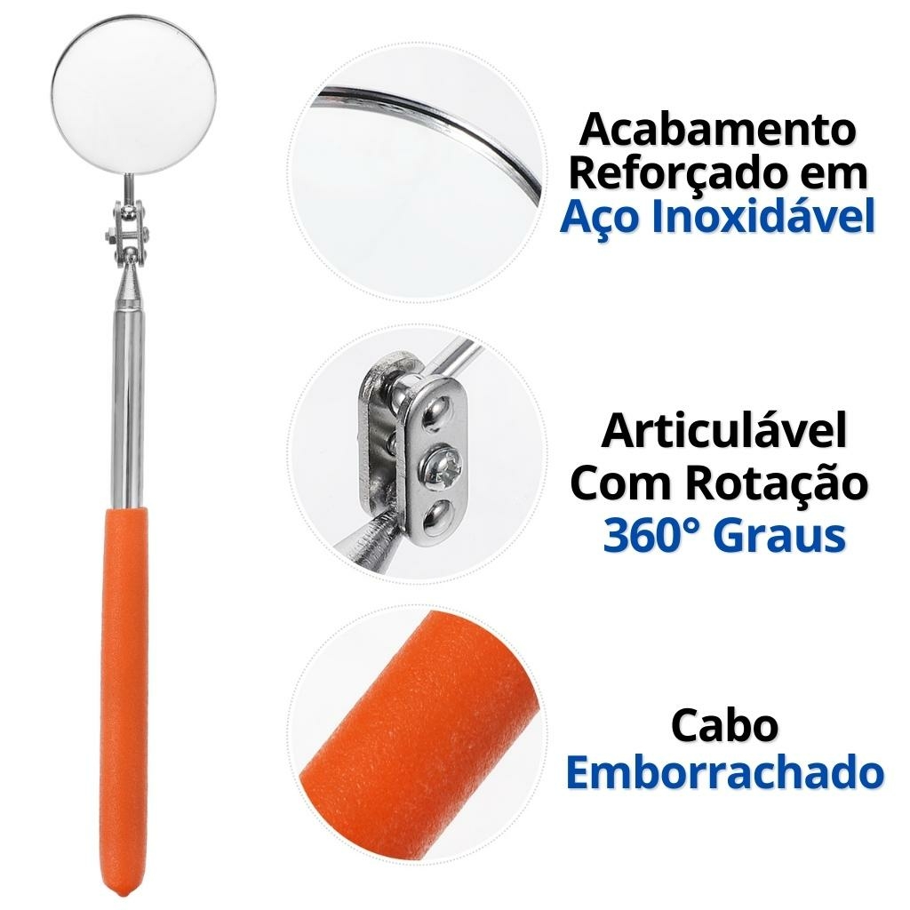 Espelho de Inspeção Telescópico Articulável Com Haste Extensiva