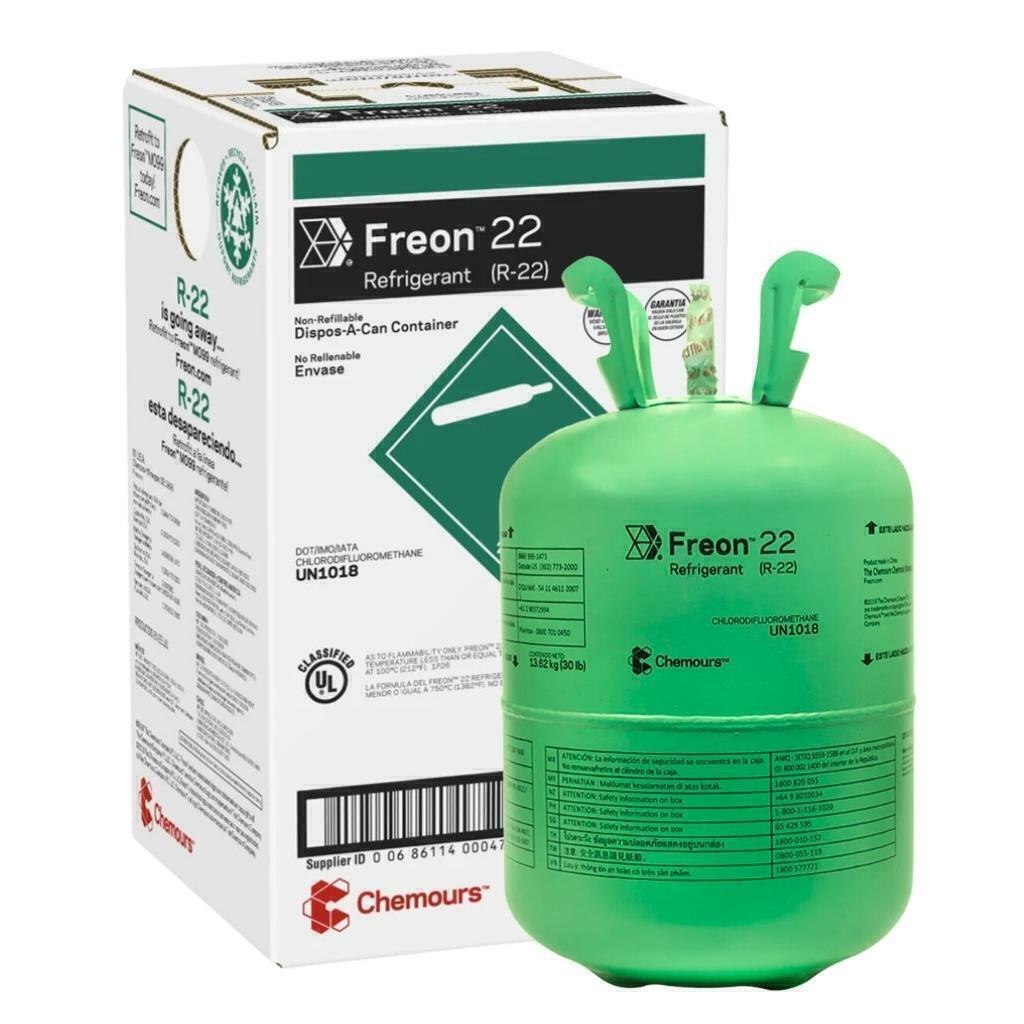 Fluido Gás Refrigerante Chemours Freon R22 13,62KG ONU1018 Du Pont