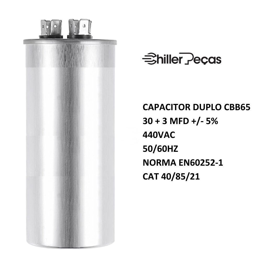 CAPACITOR DUPLO 30 + 3UF 440V CBB65