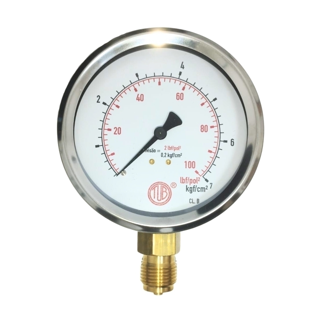 Manômetro Reto De Água 0-7kgf 1/2 BSP Para C.A.G