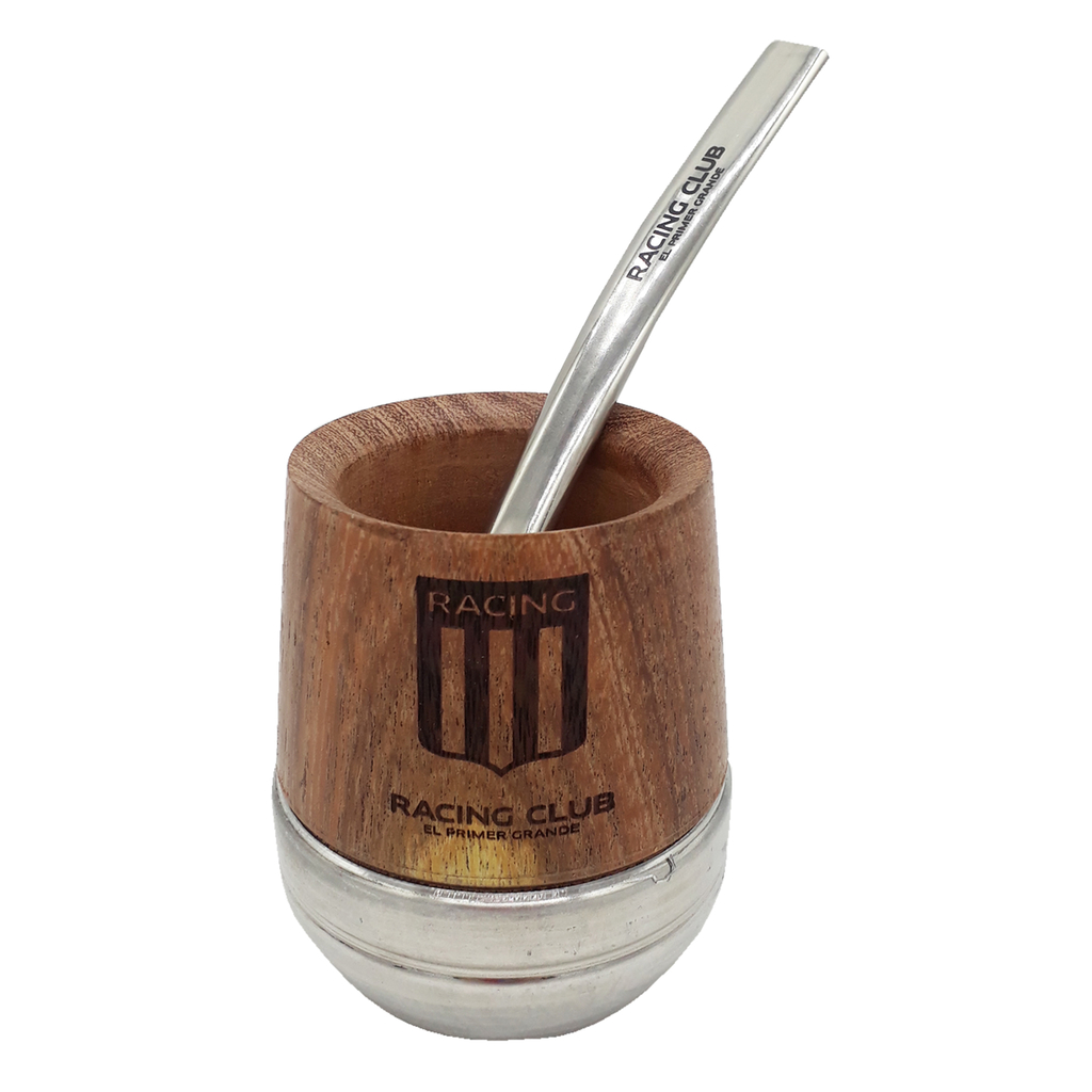 MATE RACING CLUB GRABADO EN MADERA Y ALUMINIO C/ BOMBILLA ACERO