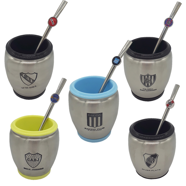 MATE, BOCA JUNIORS, ACERO Y PLASTICO, GRABADO