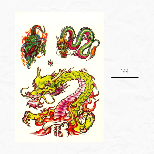 Tatuaje Temporal dragones - 144 - The Stickers Shop