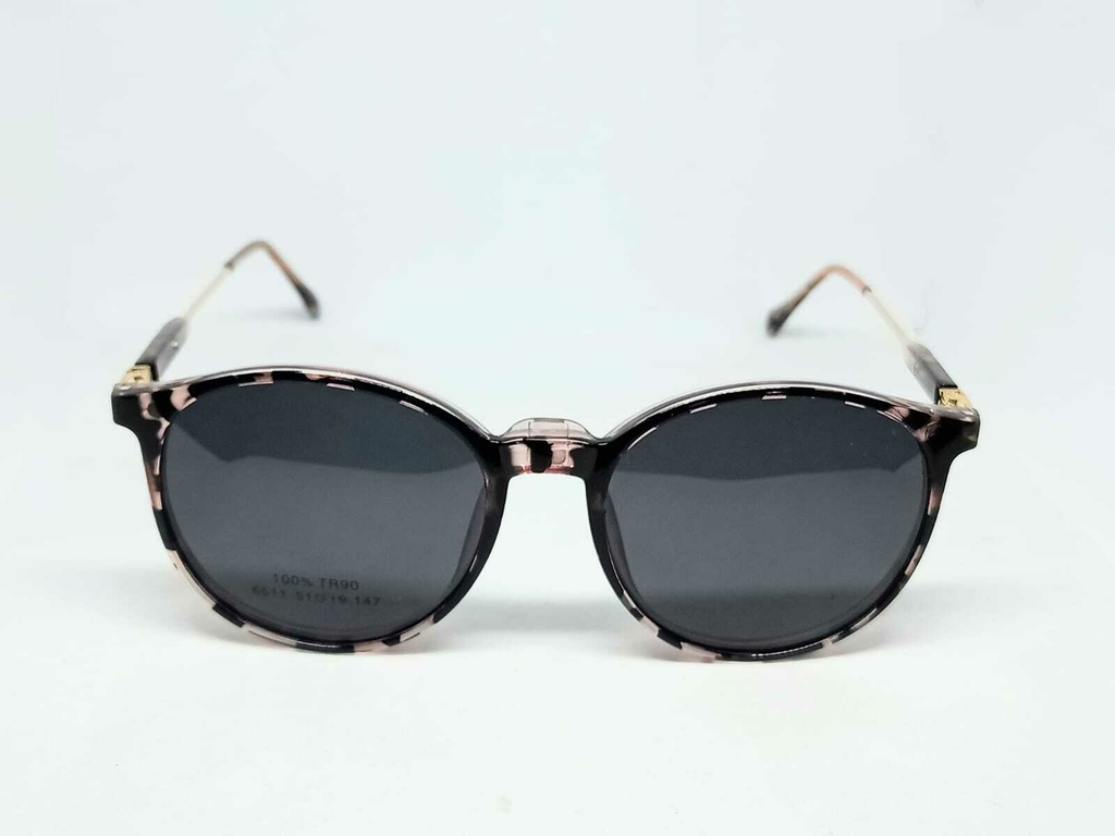 Óculos de Grau Clip On Polarizado Rosa Demi Acetato Citrine 6511