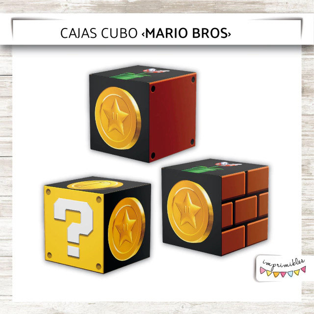 Cajas Cubo Mario Bros - Comprar en Imprimibles