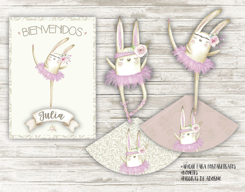 Kit imprimible Coneja Bailarina - Imprimibles