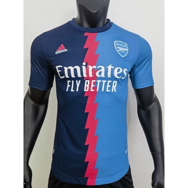 Camisa Arsenal Pré Jogo 23/24 Versão Jogador - Azul Escuro e Azul Claro