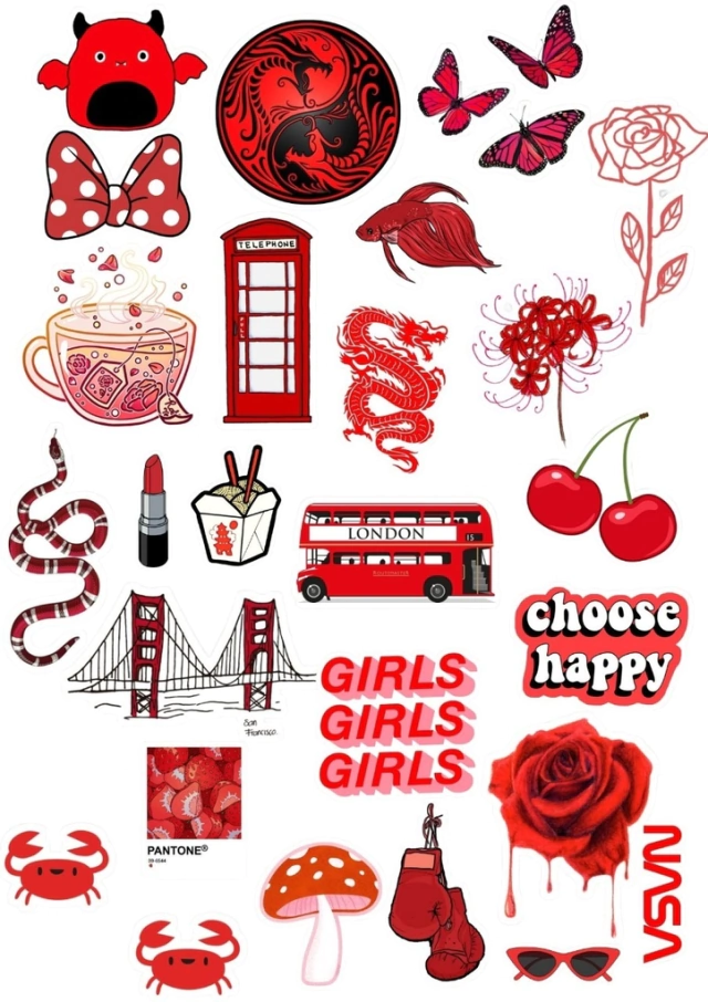 Stickers rojos plancha A4 - Comprar en Libreria Ruta 20