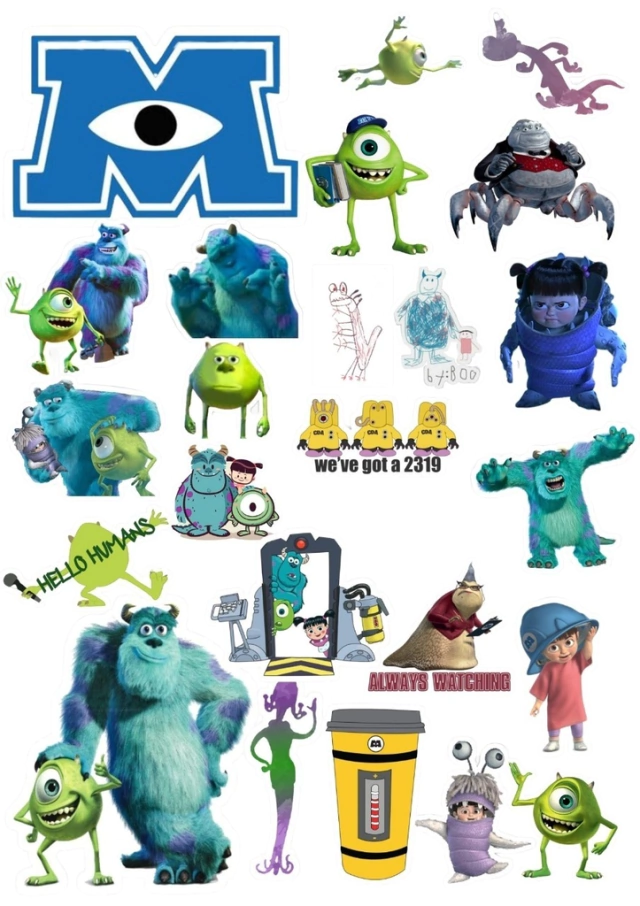 Stickers Monster Inc plancha A4 - Libreria Ruta 20
