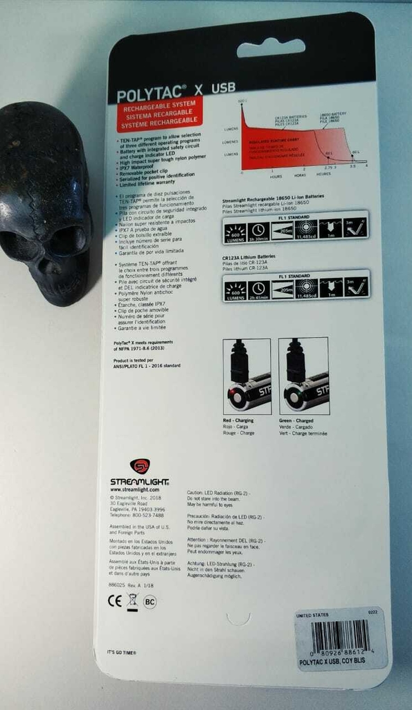 Lanterna Tática Streamlight Polytac X USB 600 lumens - Com Bateria ...
