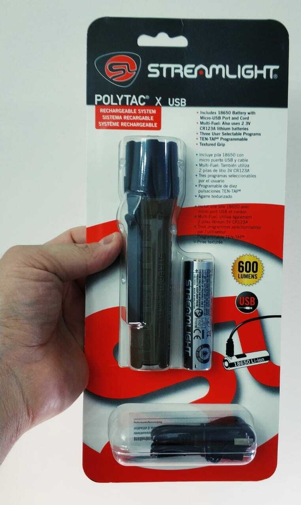 Lanterna Tática Streamlight Polytac X USB 600 lumens - Com Bateria ...