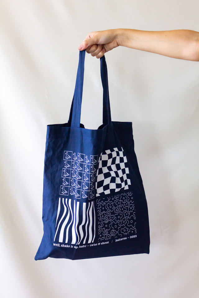 ecobag azul marinho com estampa
