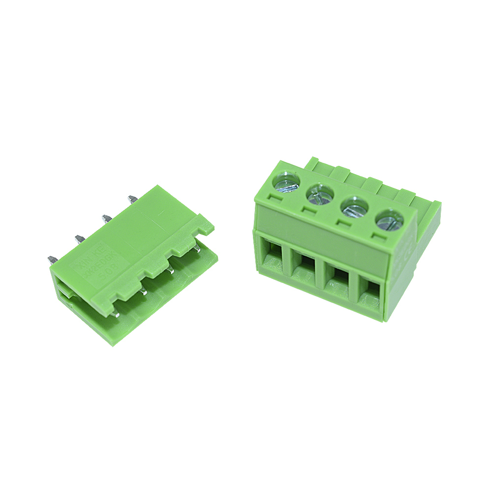 Borneras verdes enchufables 4 bornes 2.54 mm (par enchufable) 10A 250V