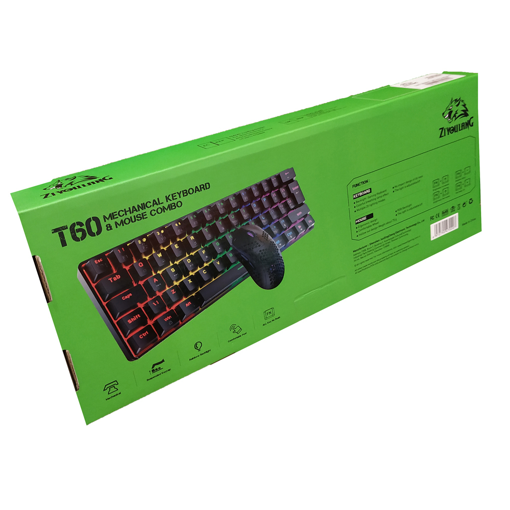 KIT ZIYOULANG T60 TECLADO MECANICO + MOUSE RGB