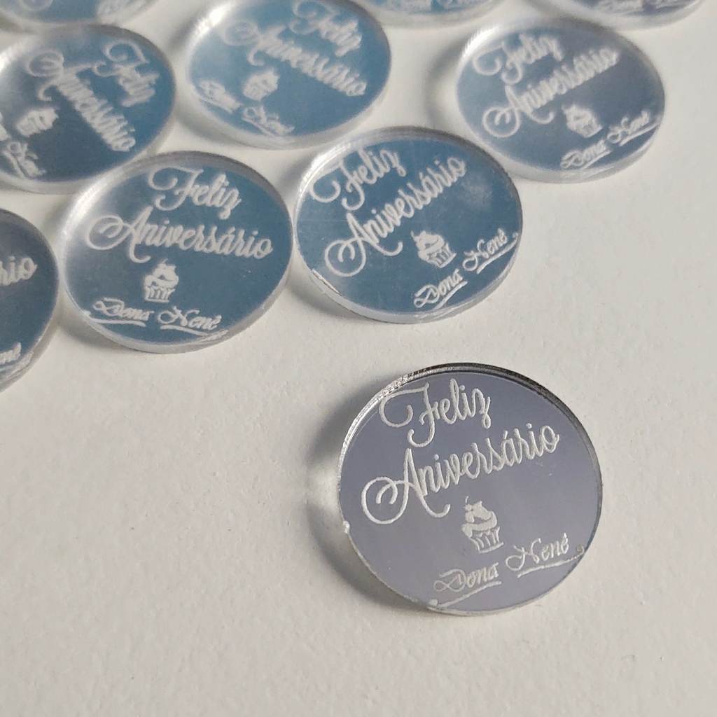 Tag redonda de acrílico - Kit com 10
