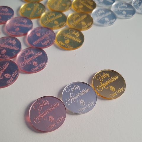 Tag redonda de acrílico - Kit com 10
