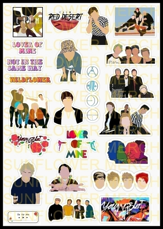 Plancha de Stickers 5SOS A4 para recortar