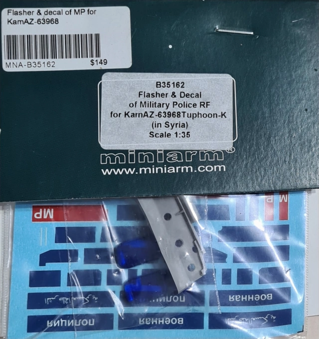 miniarm 1/35 b35162 Flasher & Decals of Military Police RF for Kamaz ...